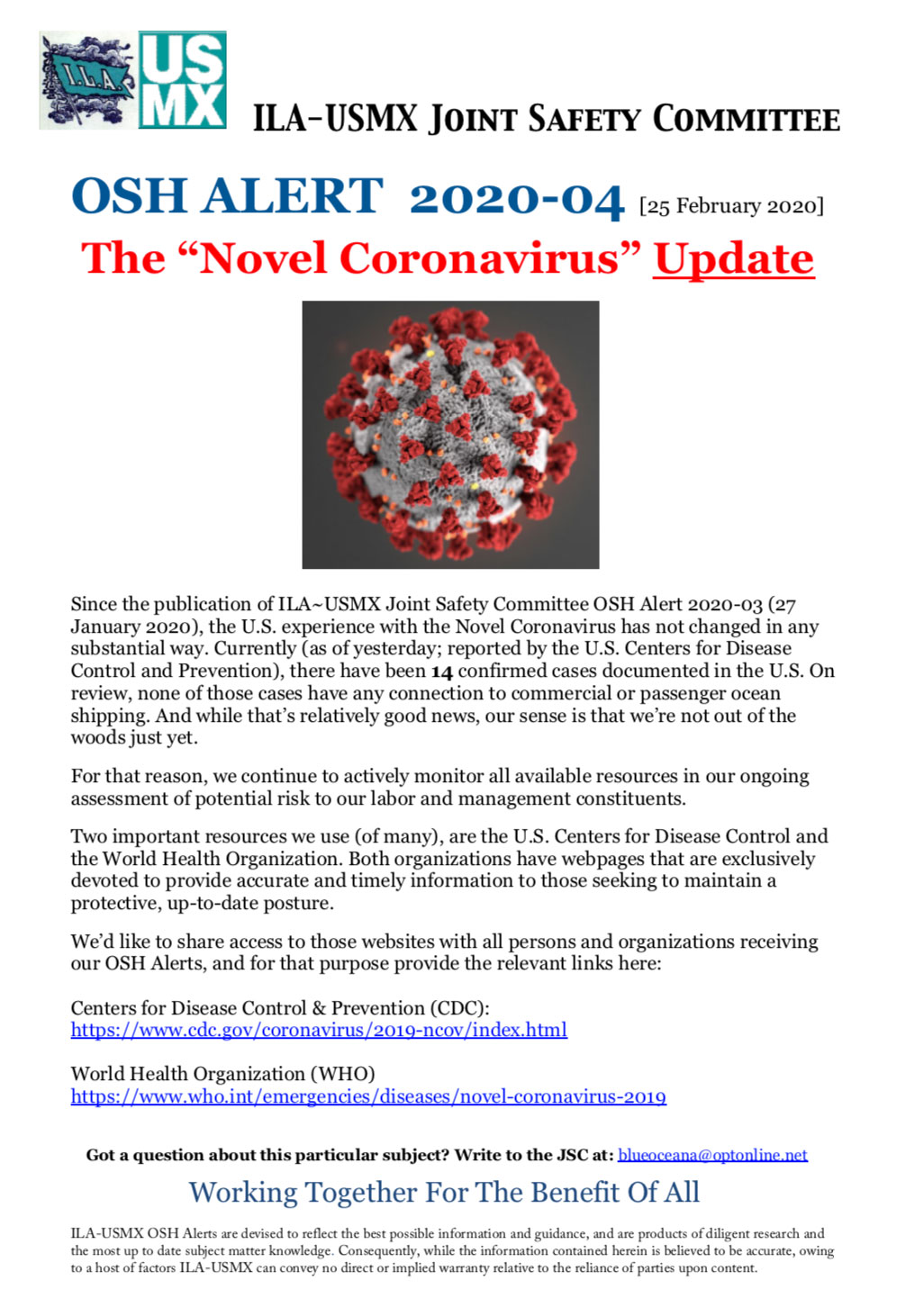 ILA-USMX Joint Safety Committee OSH Alert 2020-04: The “Novel ...