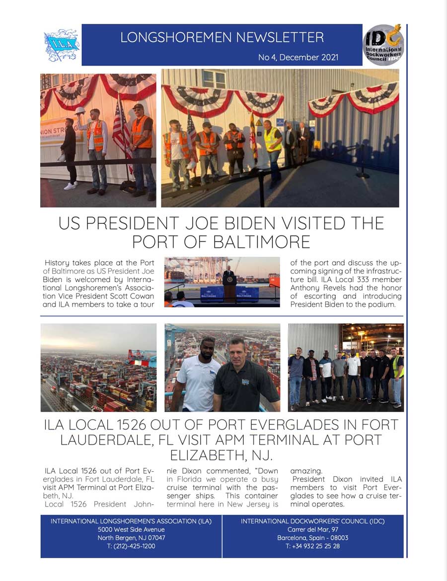 Longshoremen Newsletter No. 4 December 2021 – ILA Union