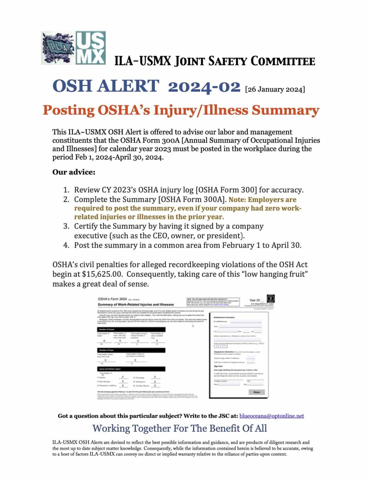 ILA-USMX Joint Safety Committee OSH Alert 2024-02: Posting OSHA’s ...