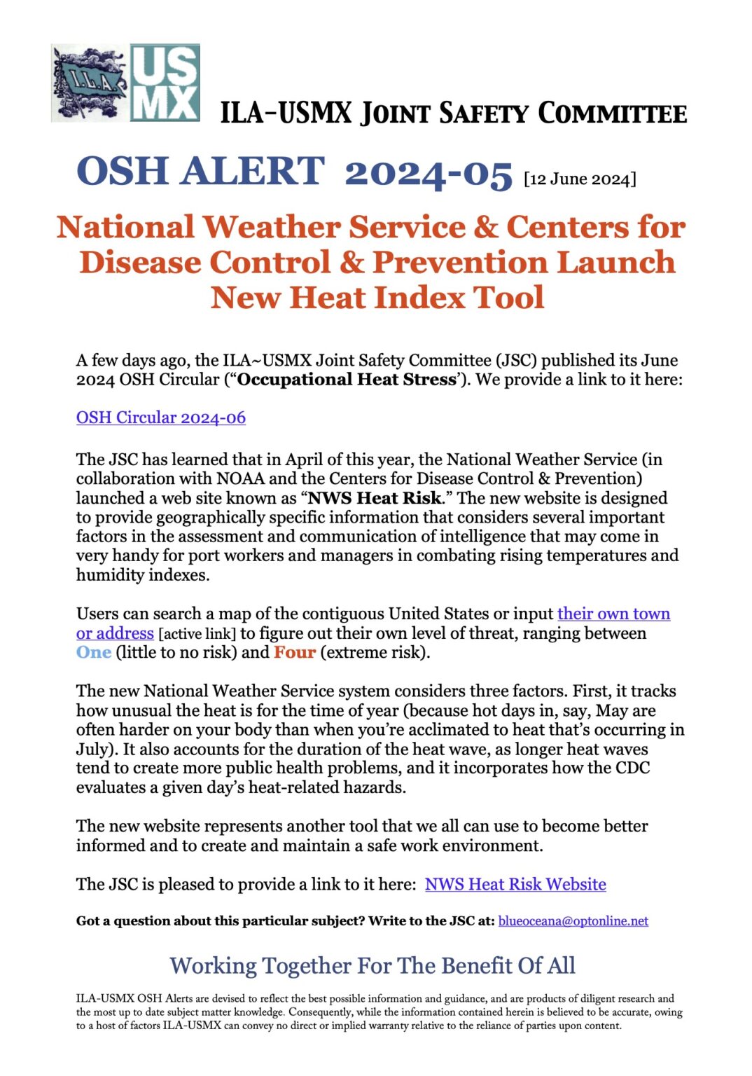 ILA-USMX Joint Safety Committee OSH Alert 2024-05: National Weather ...