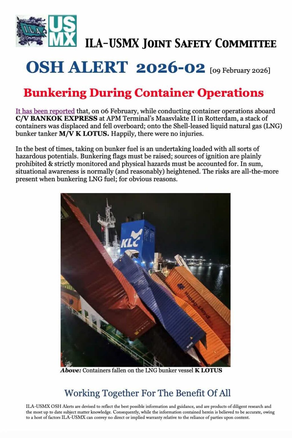 ILA-USMX Joint Safety Committee OSH Alert 2026-02: Bunkering During ...