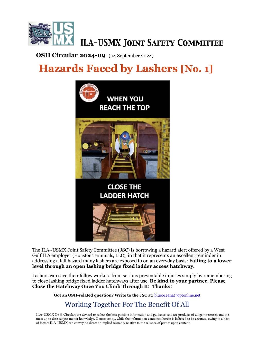 ILA-USMX Joint Safety Committee OSH Alert 2024-09: Hazards Faced by ...