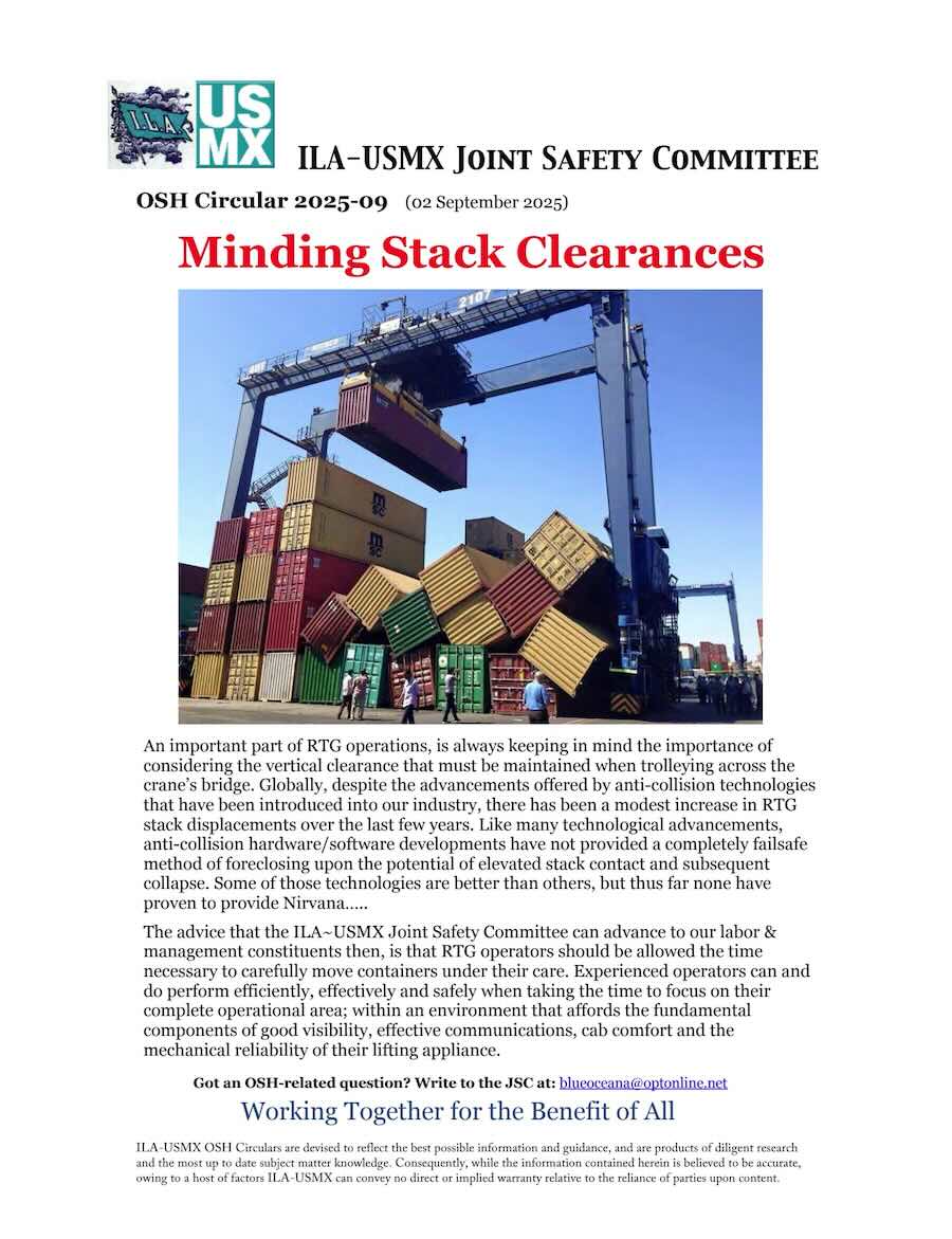ILA-USMX Joint Safety Committee OSH Alert 2025-09: Minding Stack ...