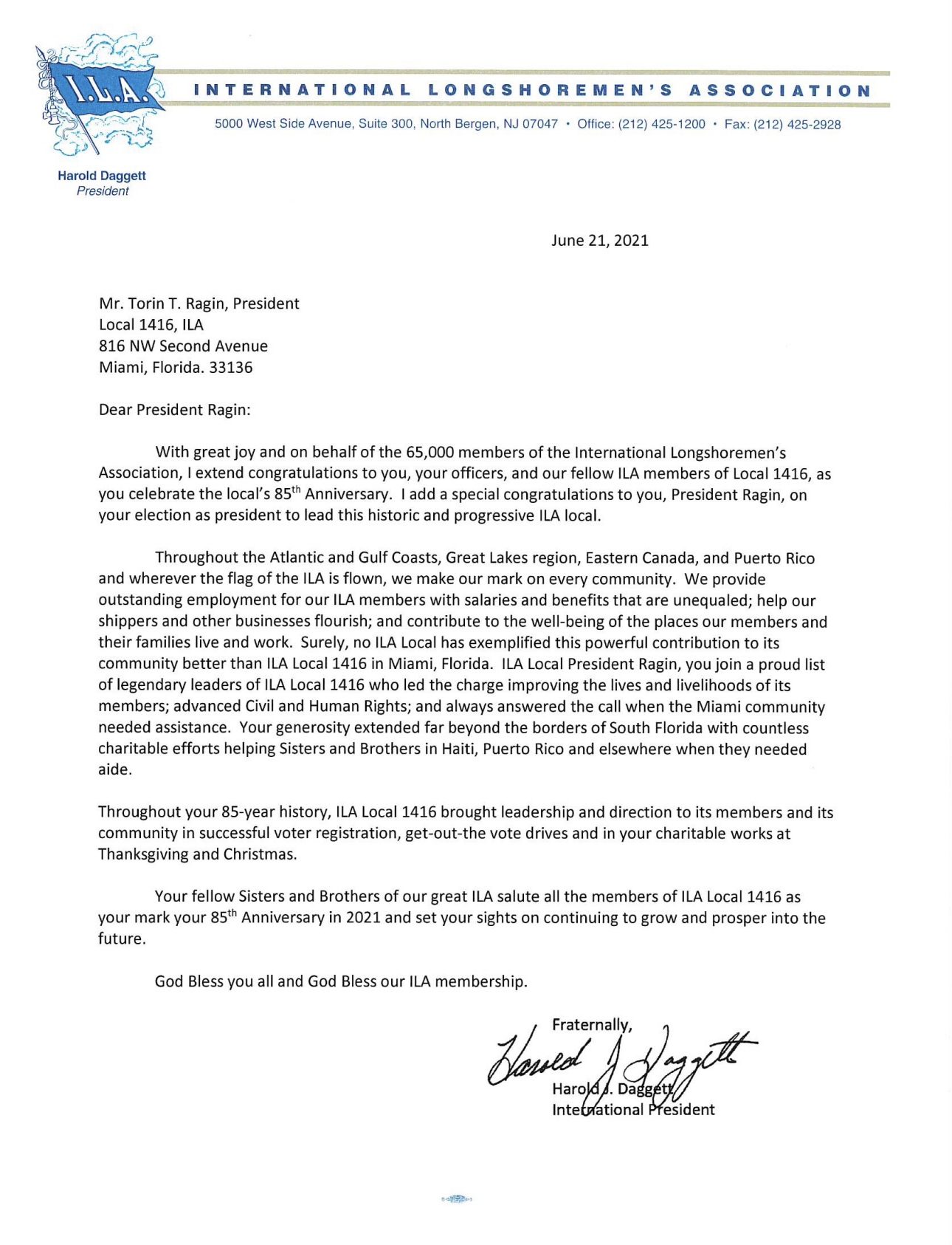 ILA Local 1416, Miami To Celebrate 85th Anniversary on Tuesday, August ...