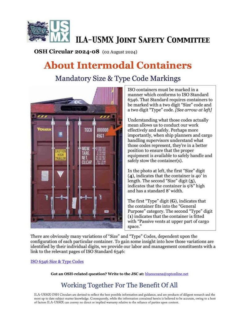 ILA-USMX Joint Safety Committee OSH Alert 2024-08: About Intermodal ...