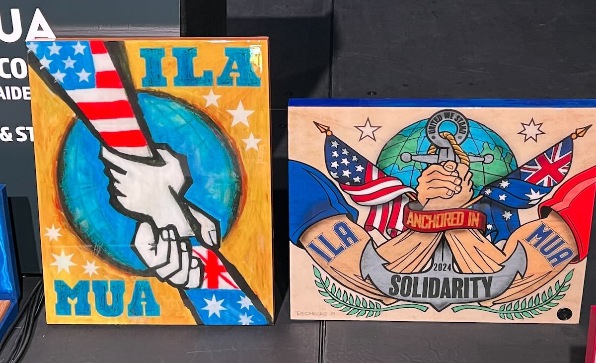 IN SIGN OF SOLIDARITY, ILA PRESENTED MUA WITH CUSTOM PORTRAITS AT MUA ...