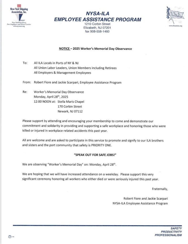 International Workers Memorial Day To Be Observed Monday April 28, 2025 ...