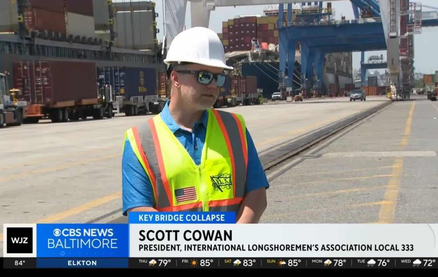 ILA LOCAL 333 PRESIDENT SCOTT COWAN SPEAKS TO CBS NEWS ABOUT THE PORT ...