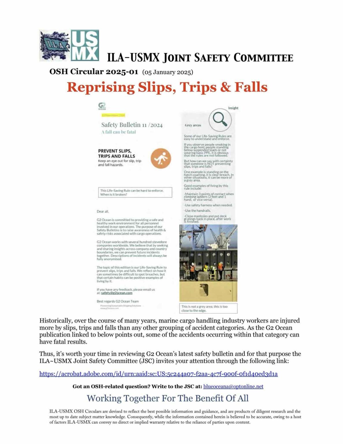 ILA-USMX Joint Safety Committee OSH Alert 2025-01: Reprising Slips ...
