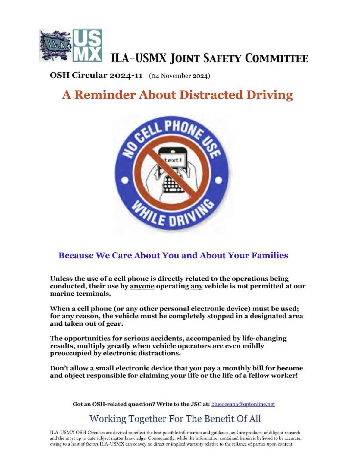 ILA-USMX Joint Safety Committee OSH Alert 2024-11: A Reminder About ...